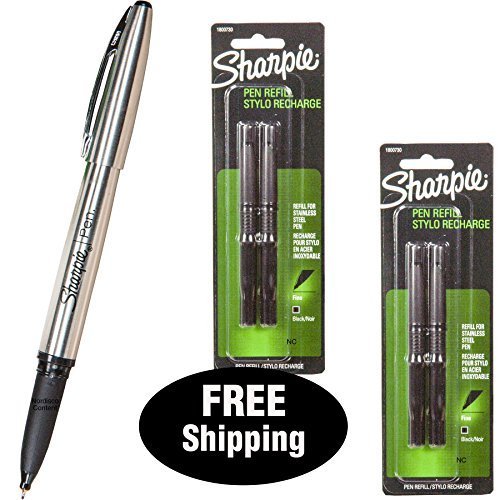 Buy Sharpie Stainless Steel Pen 1800702 with 2 Packs Refills 1800730 ...