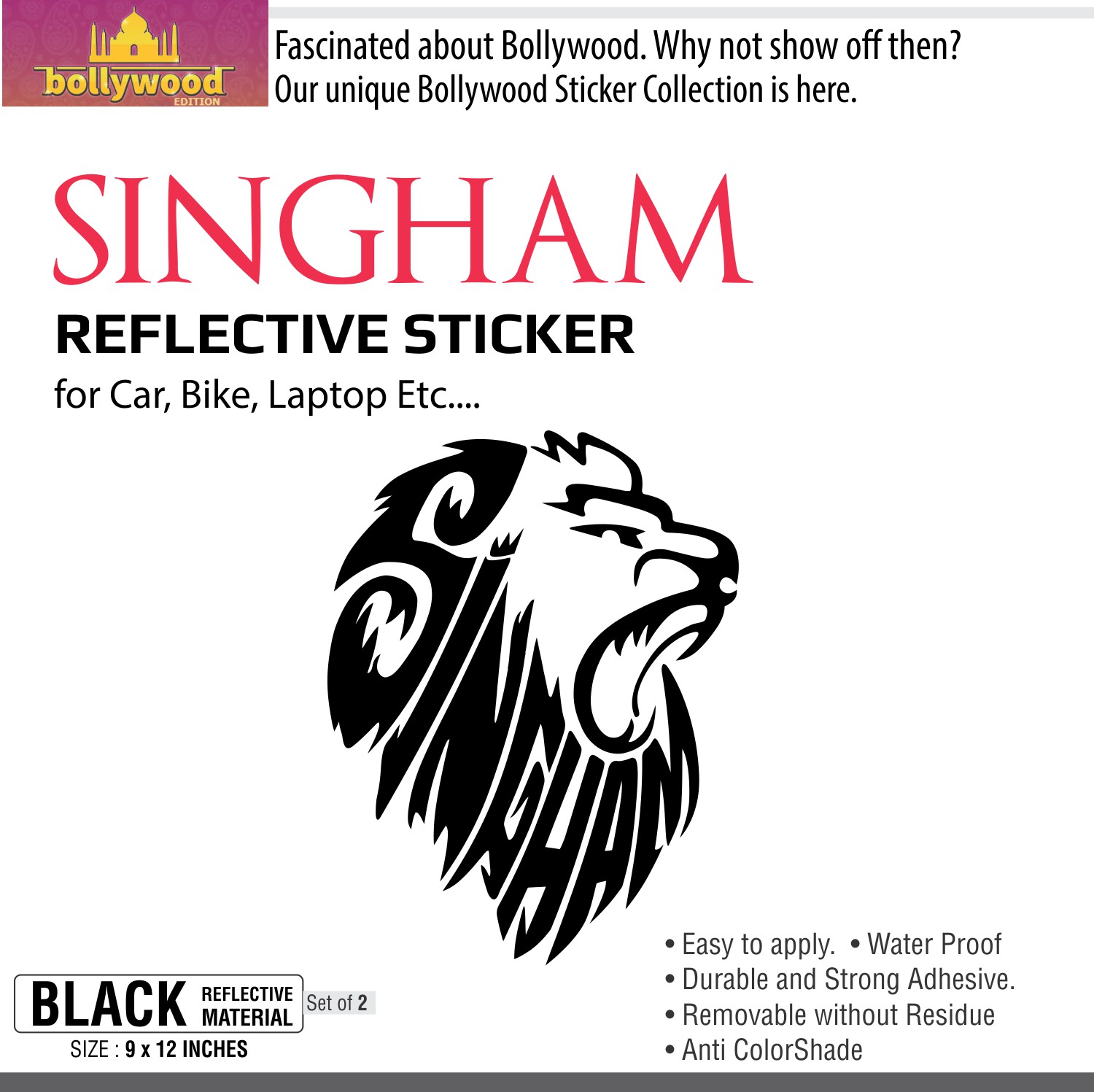 Buy Singham Black Sticker for Hood, Door, Bumper Etc Online @ ₹350 from ...