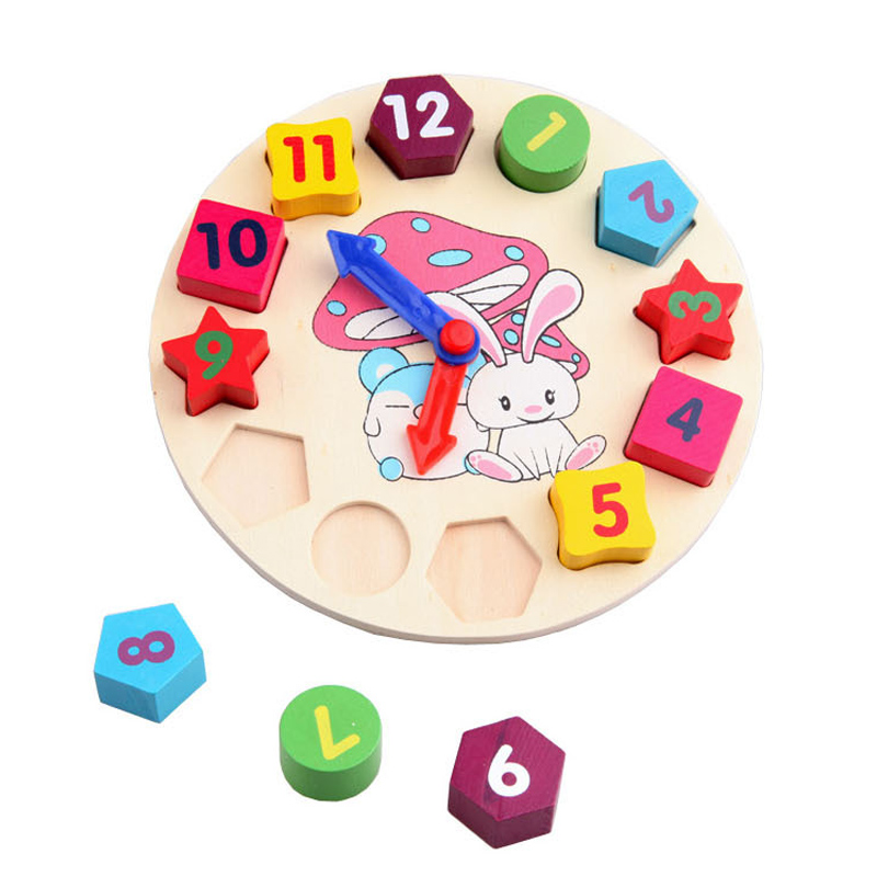 Buy 12 Number of Colors Wooden Puzzle Geometry Digital Clock Wooden ...