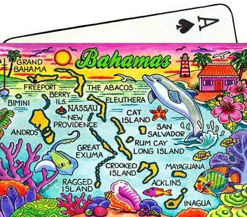 Bahamas Map Collectible Souvenir Playing Cards