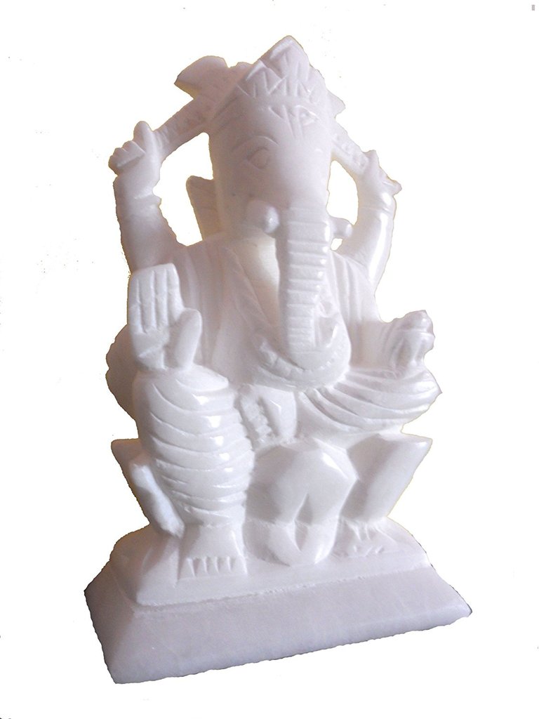 Buy Marble Stone Pooja Ganesh Ganpati Murti White 5 Inch Online @ ₹399 ...