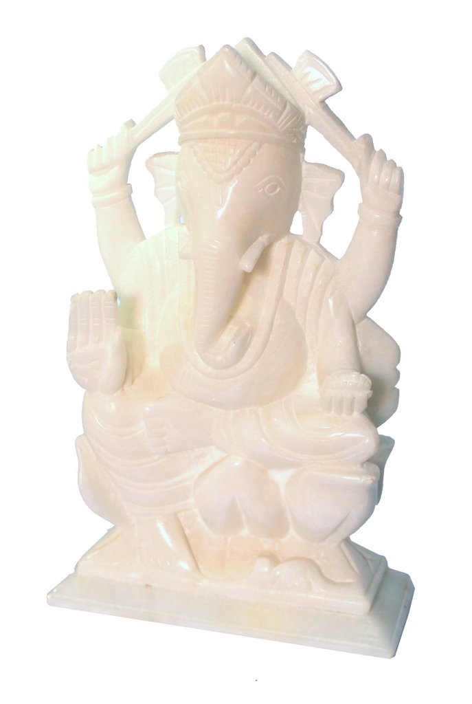 Buy Marble Stone Pooja Ganesh Ganpati Murti White 7 Inch Online @ ₹551 ...