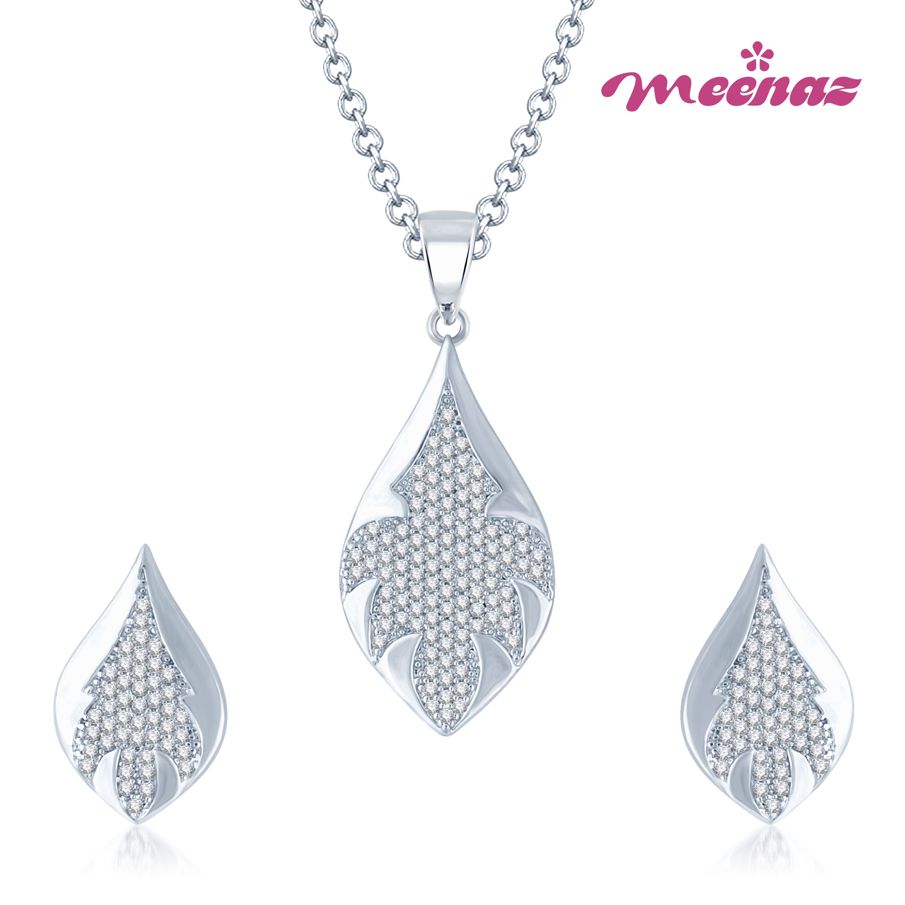MEENAZ EXOTIC MICRO PAVE SETTING RHODIUM PLATED CZ PENDANT SET PT106 In ... MEENAZ EXOTIC MICRO PAVE SETTING RHODIUM PLATED CZ PENDANT SET PT106 In ...