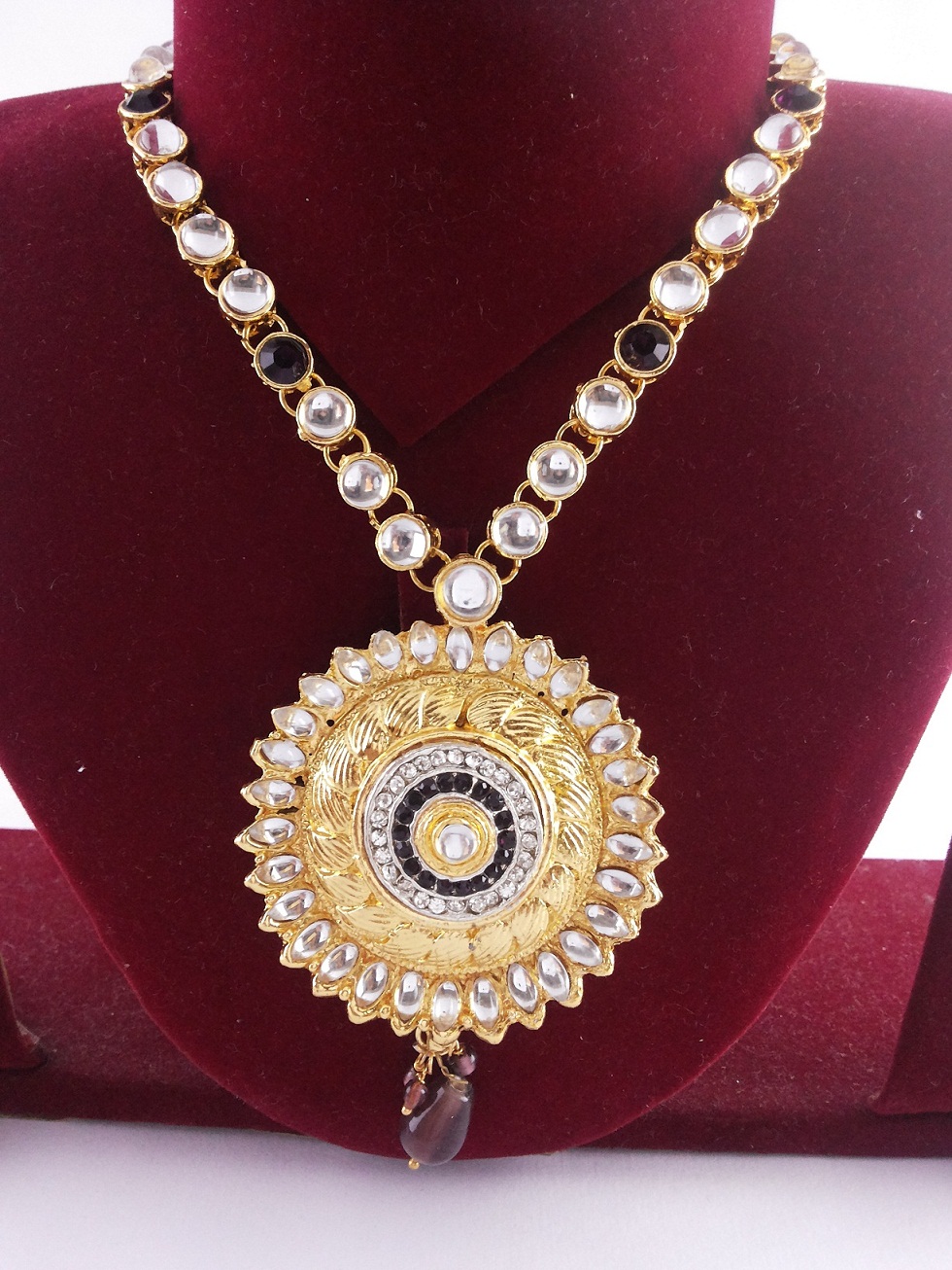 Shop Party Bridal Imitation Jewellery-Beautiful Dark Mehroon Kundan ...