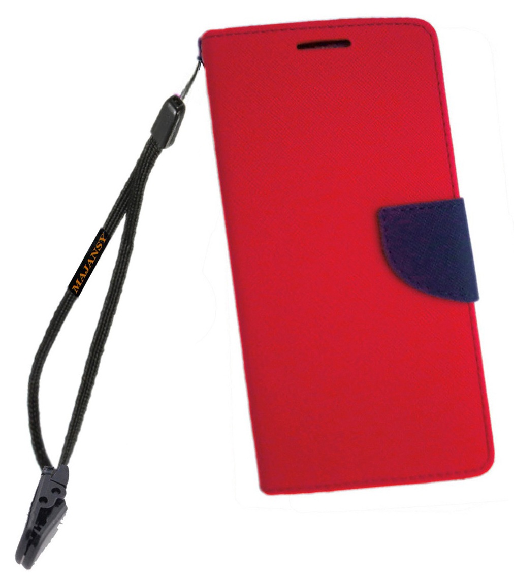 Buy MAJANSY Strap Flip Cover for Vivo V5 - Red Color Case with Mobile ...