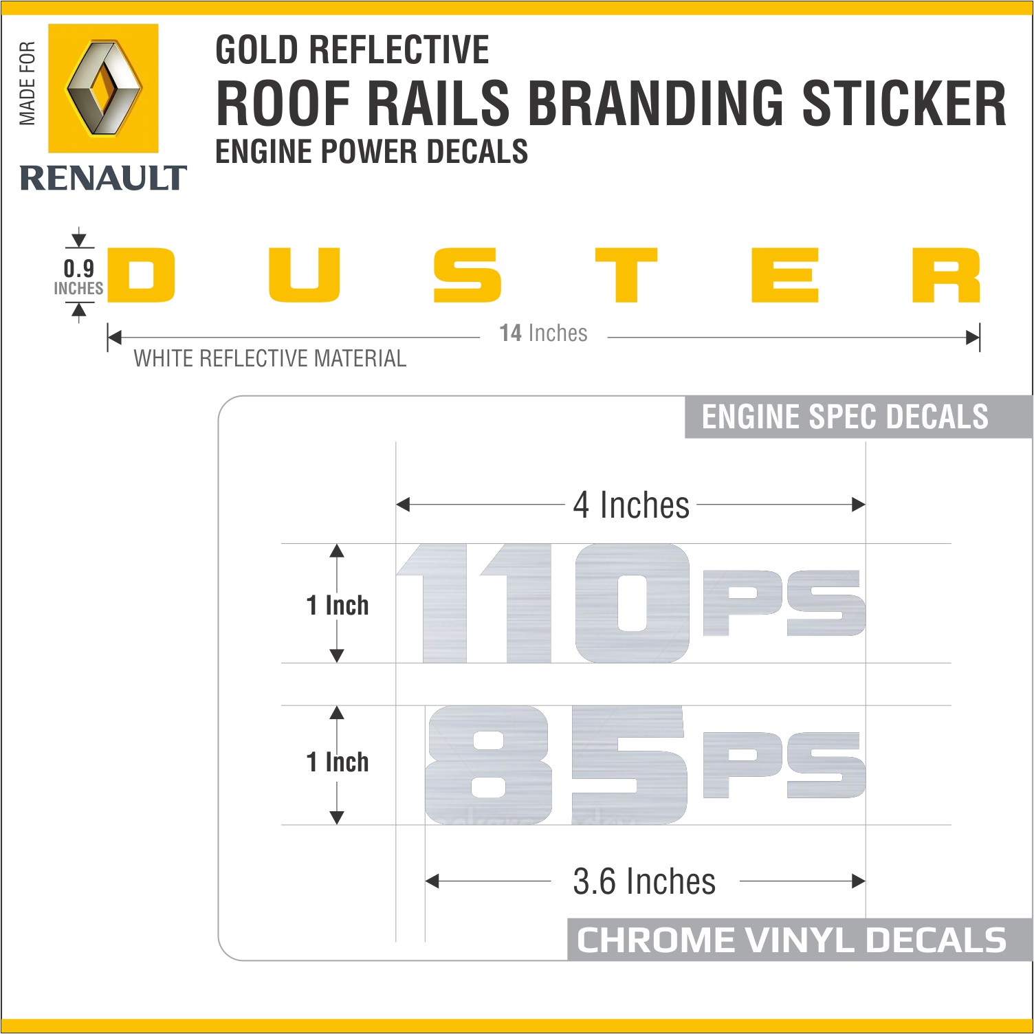 Buy DUSTER Roof Rail Gold Reflective Stickers Online @ ₹249 from ShopClues