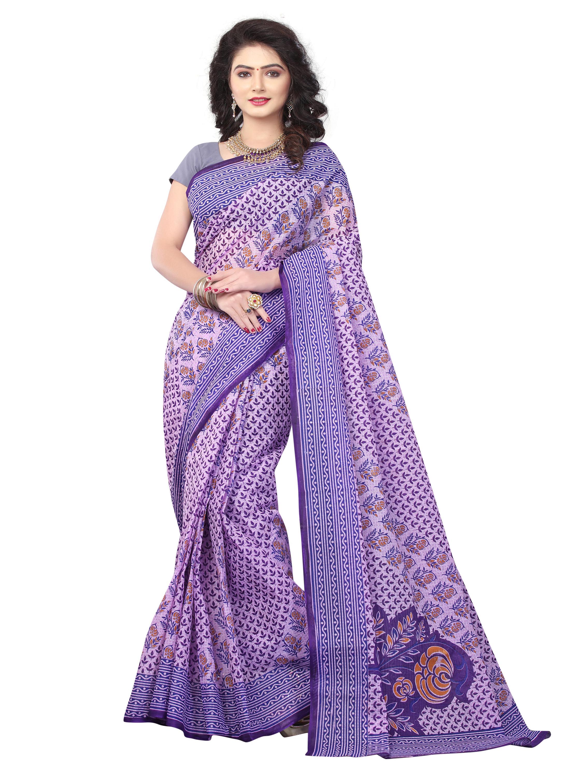 Buy Minu Purple Plain Cotton Without Blouse Saree For Women Online ...