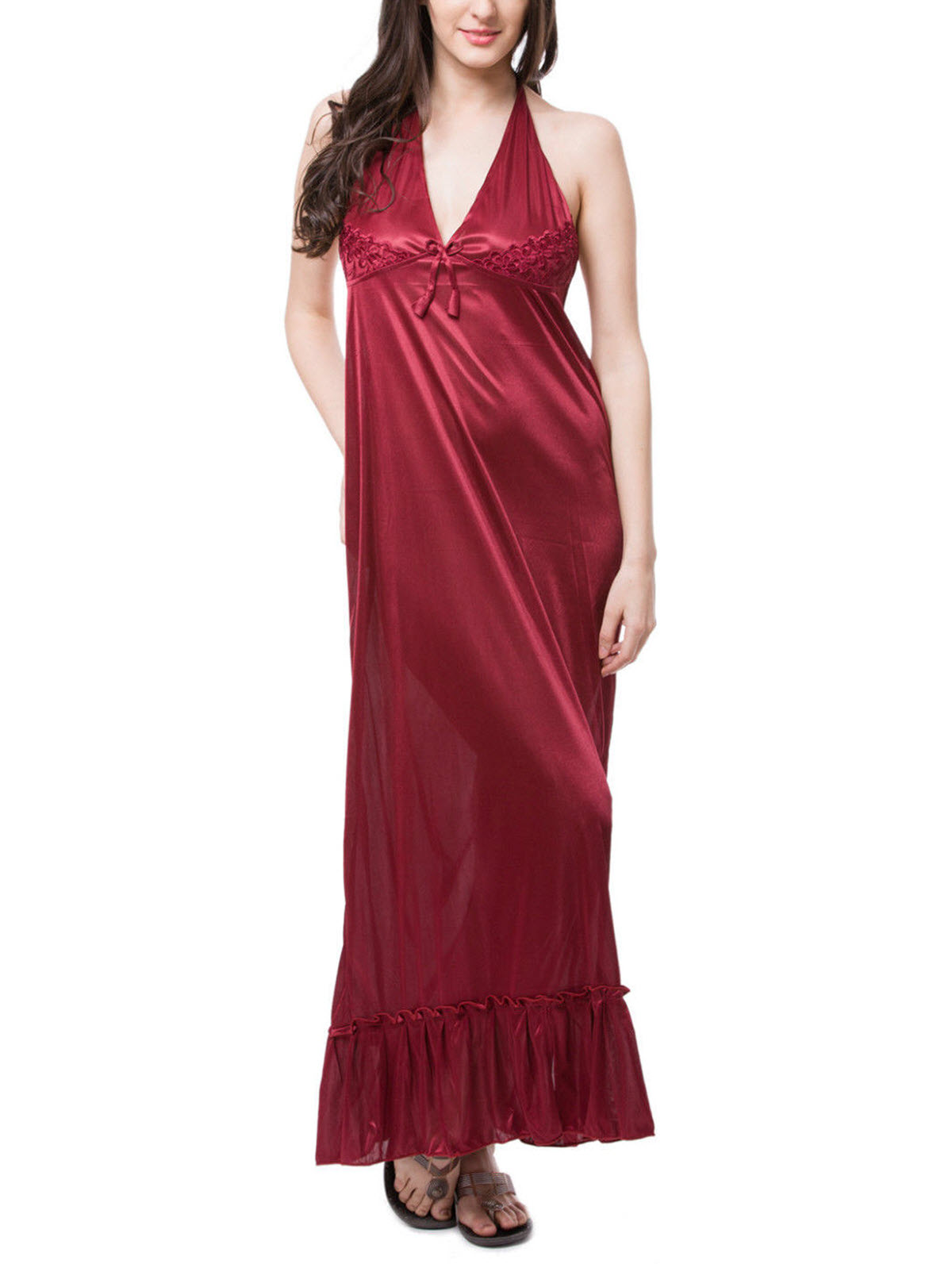 Buy Bombshell Womens Satin Nightwear Set of 6 Pcs Nighty, Wrap Gown ...