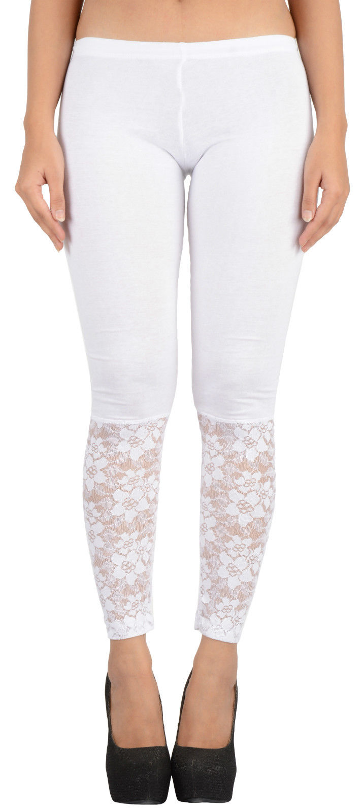 Buy Stylish Pack Of 2 Designer Cotton Lace Leggings Combo Pack Of 2 ...