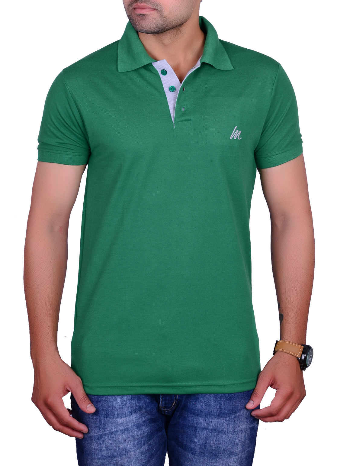 Buy La Milano Green Polo Neck Half Sleeve T-Shirt for Men Online @ ₹549 ...