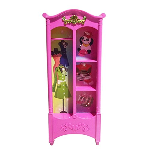 Buy XLW Girl's Cute Barbie Doll Clothes Armoire Wardrobe Storage Closet ...