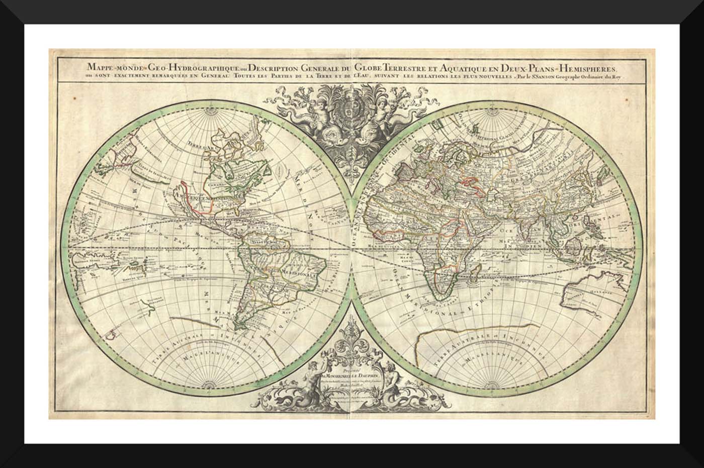 Buy Tallenge - Decorative Vintage World Map - Mappe-Monde Geo-Hydrographique - Sanson & Jaillot ...