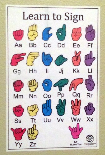 Buy Small Peel Stick ASL American Sign Language Fingerspelling Chart 