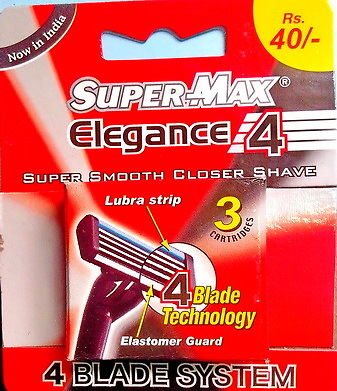 Online Super Max Elegance 4 shaving blade Set of 4 pack (one pack in 3 ...