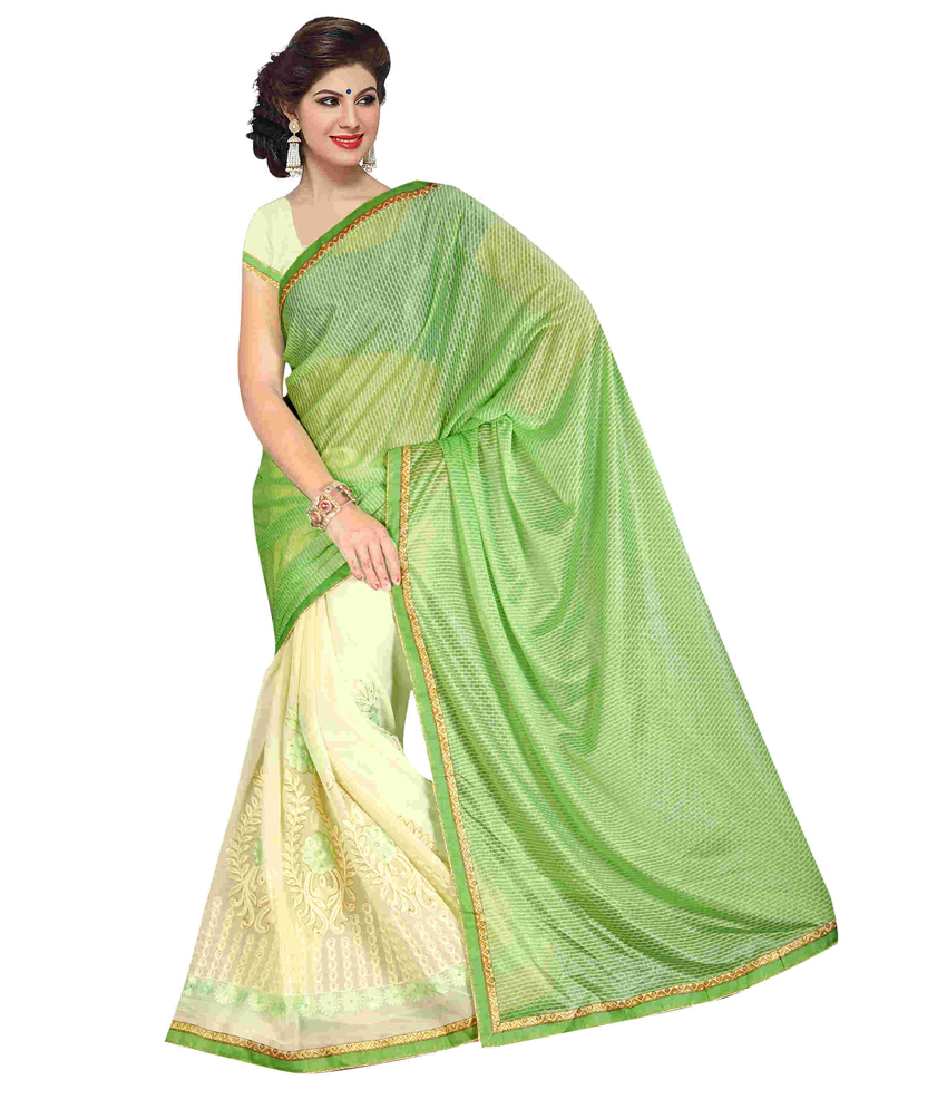 Buy Saree Oin Creation Green Embroidered Lycra Saree Online @ ₹650 from ...