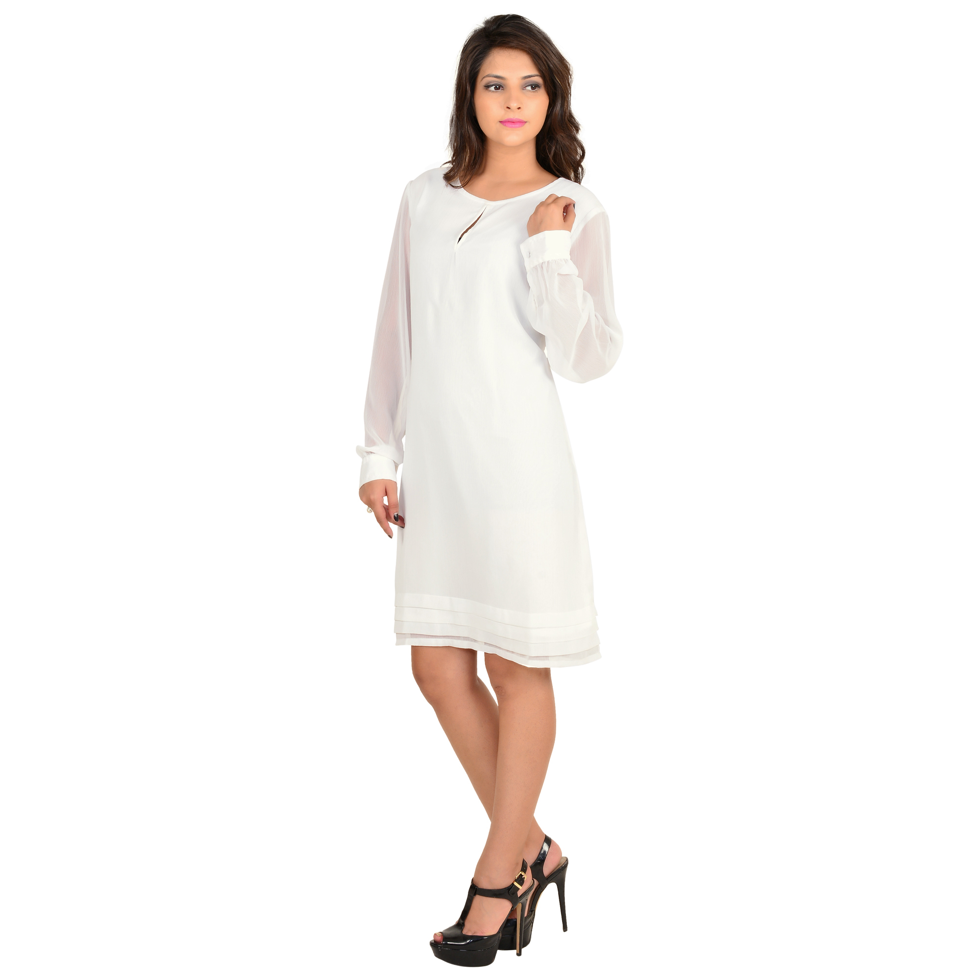 Buy Goodwill Impex White Plain Meduim Neck Women Dresses Online @ ₹499 ...