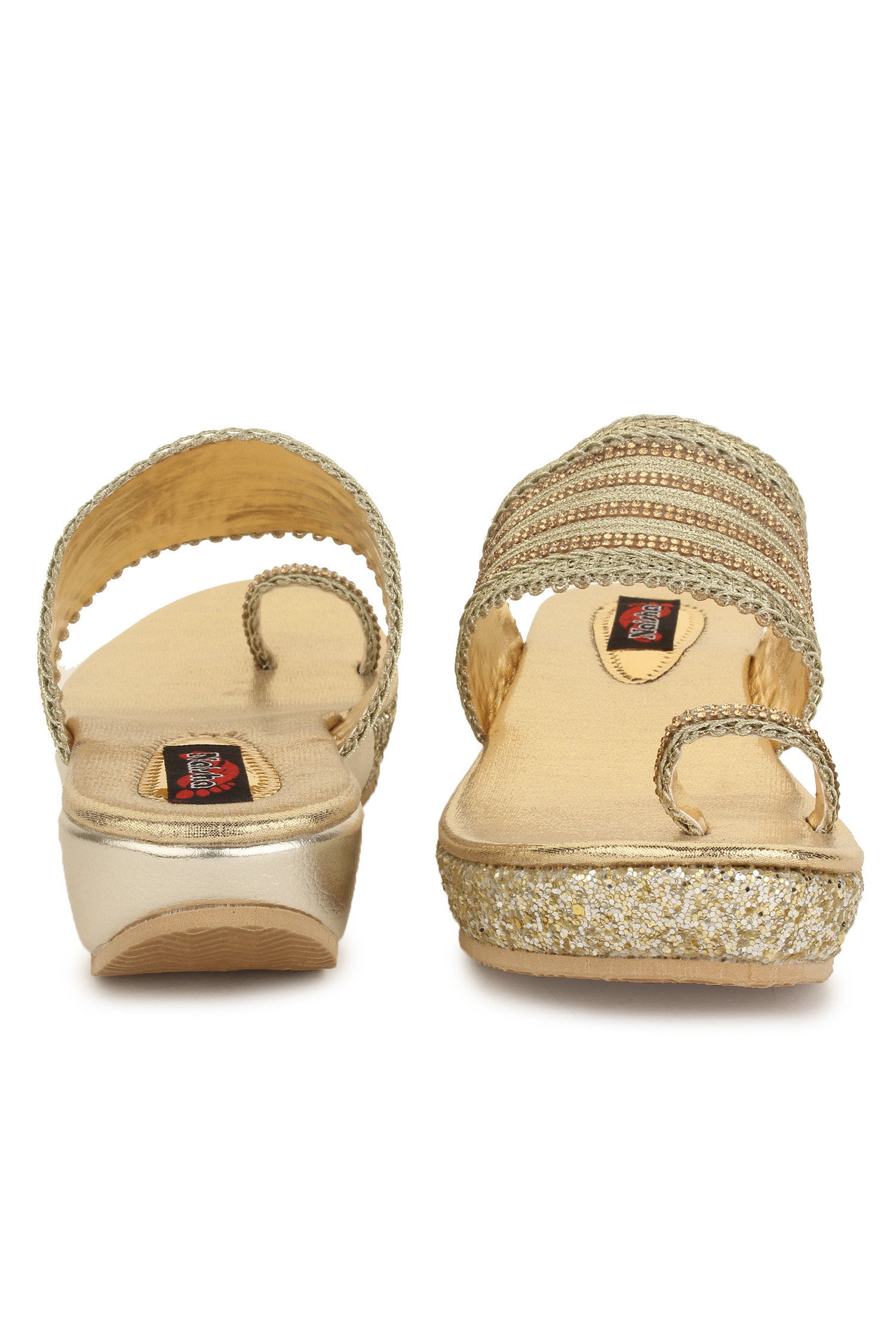 Buy Naisha Women's Gold Flats Online @ ₹1299 from ShopClues
