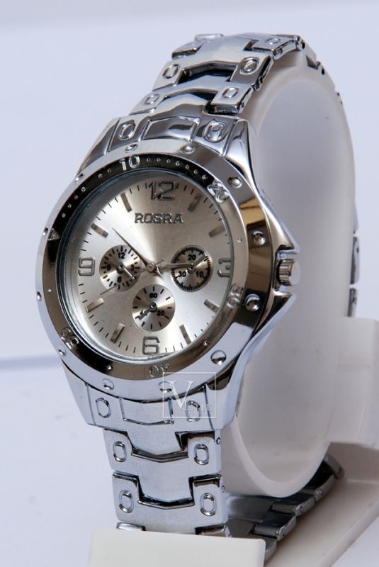 ORIGINAL ROSRA QUARTZ MENS WRIST WATCH WITH FULLY SILVER PLATED ROSRA370