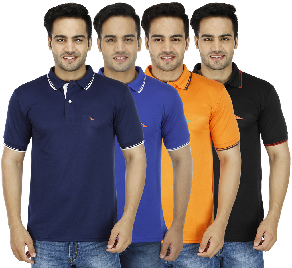 Buy PRO Lapes Pack of 4 Multicolor Polo Collar Half Sleeve T-Shirt for ...