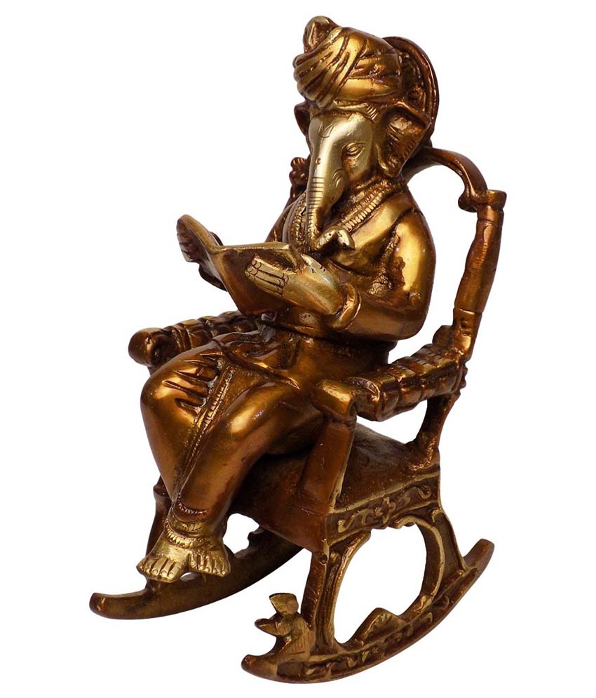 Buy Studying Ganesh Chair Brass Statue Online @ ₹1500 from ShopClues