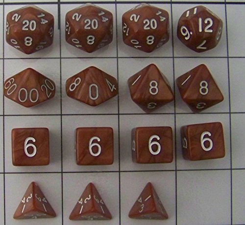 Buy Pack of 15 RPG Polyhedral Dice, Copper Dragon: 3d4 4d6 2d8 d10 d ...
