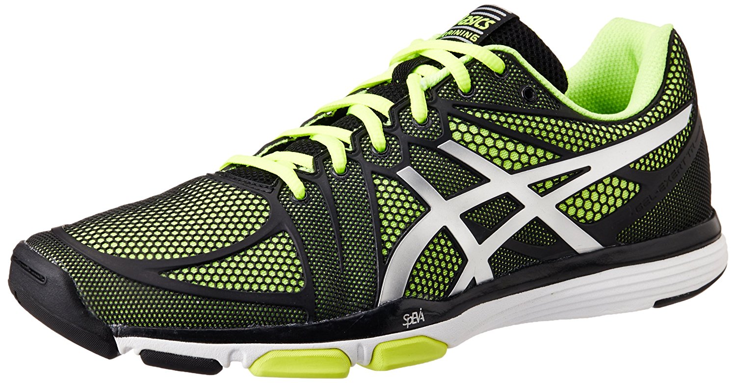 Buy ASICS Men'S Gel-Exert Tr Black, Silver And Flash Yellow Mesh ...