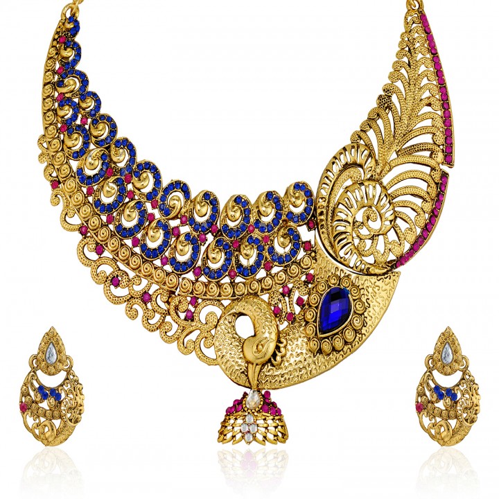 Buy Zaveri Pearls Set Of Two Antique Gold Mesmerising Necklcae Set