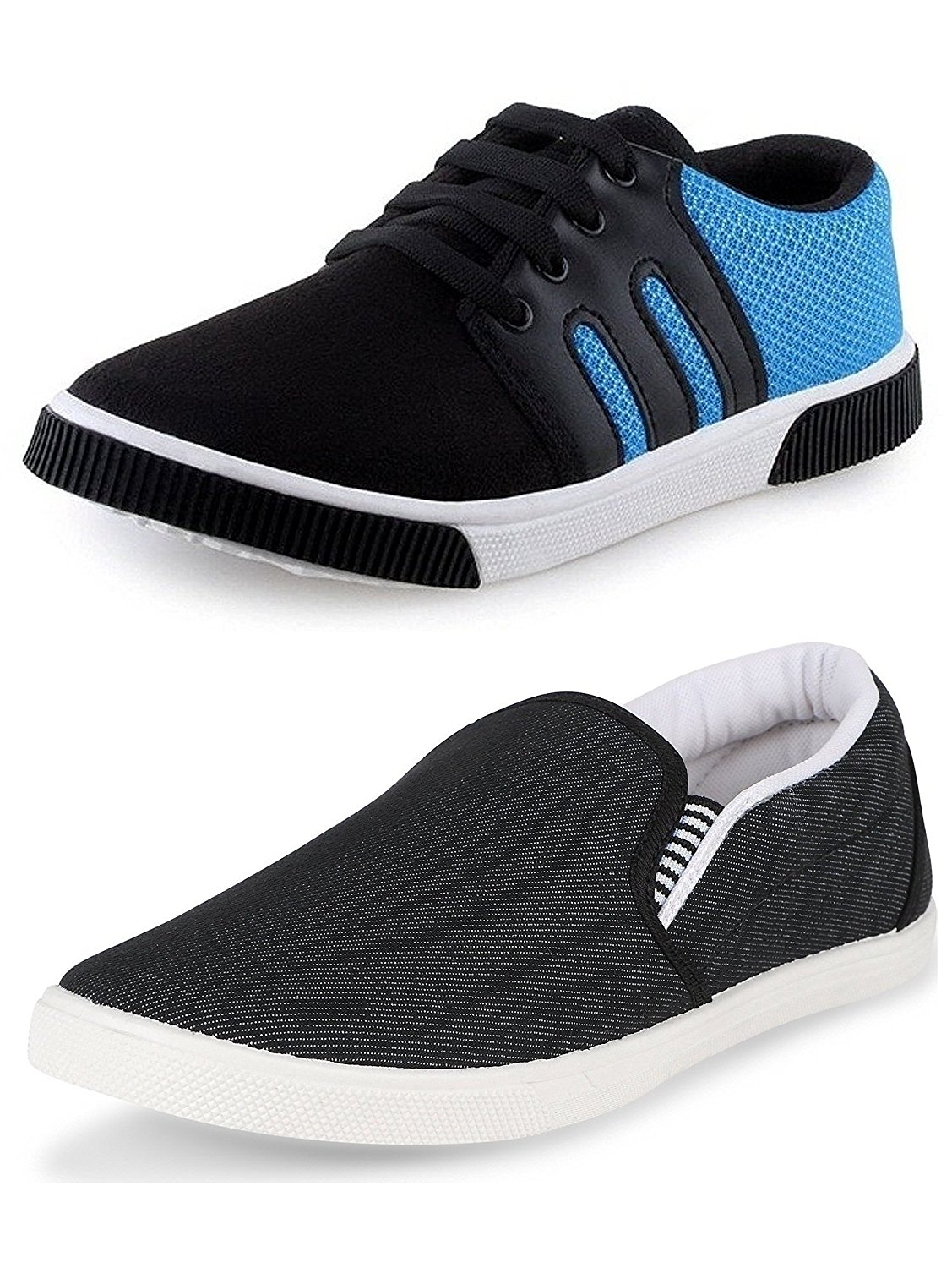 Buy Chevit Men's COMBO Pack of 2 Outdoor Mesh Blue Sneakers Shoes and ...