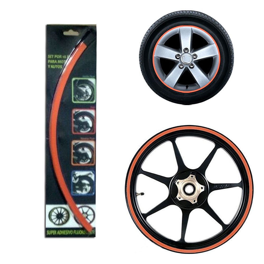 Buy Orange Reflective Rim Stripe Decorative sticker for Car Bike - Self ...