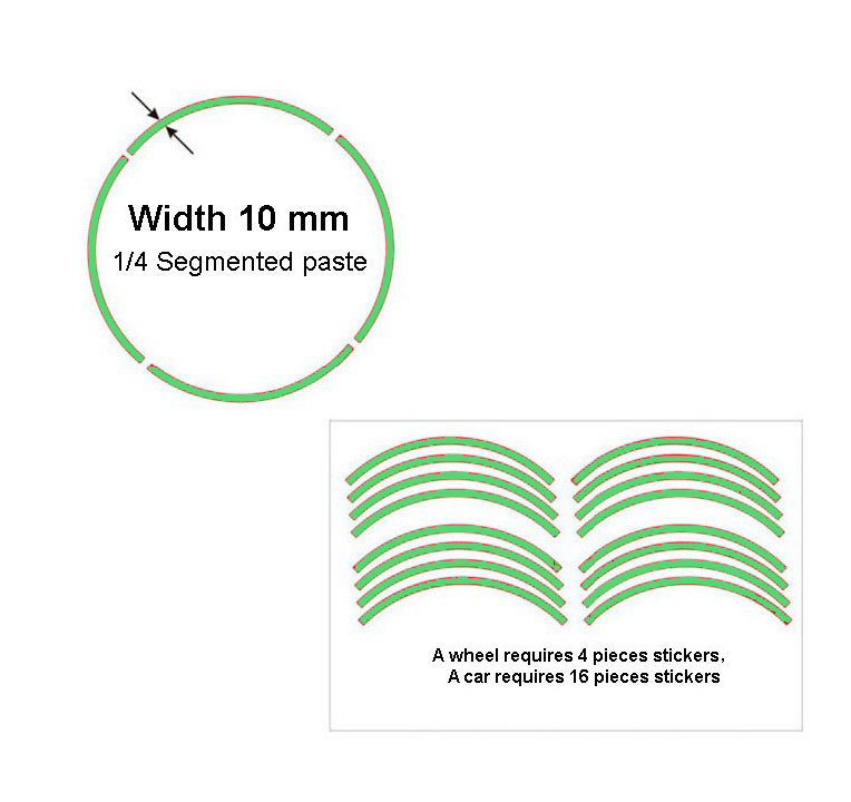 Buy Green Reflective Rim Stripe Decorative sticker for Car Bike - Self ...