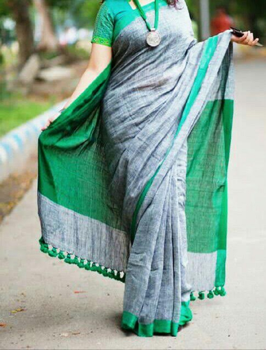 Buy Exclusive High Count Linen Sarees Online @ ₹3815 from ShopClues