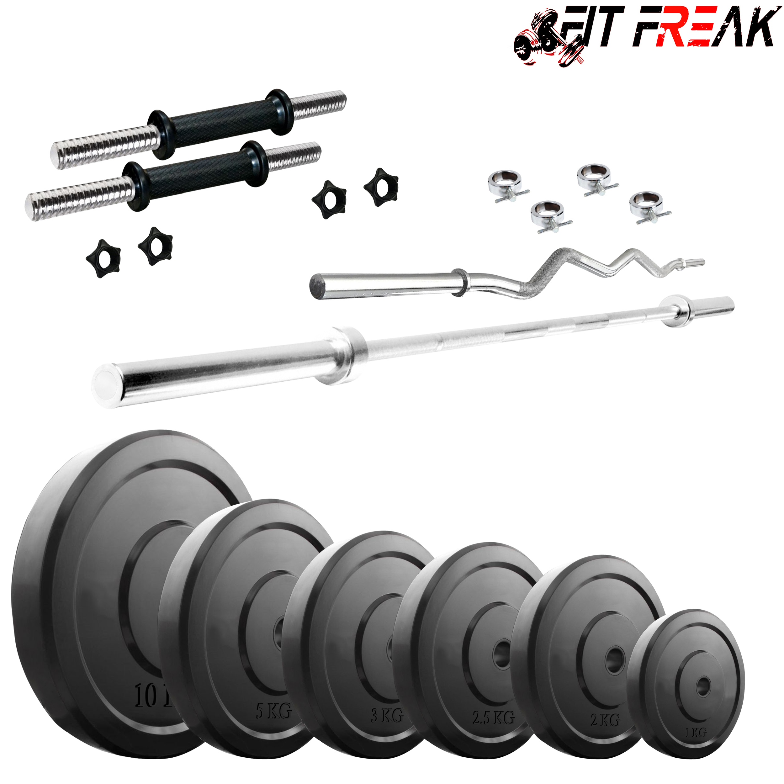 Buy FITFREAK PREMIUM 44 KG FITNESS PACKAGE 5 (WITH 25mm RODS) Online ...