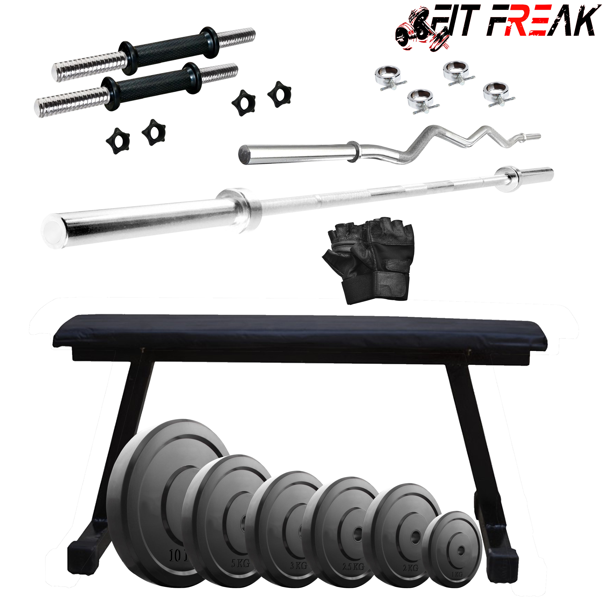 Buy FITFREAK PREMIUM 58 KG FITNESS PACKAGE 6 (WITH 25mm RODS) Online ...
