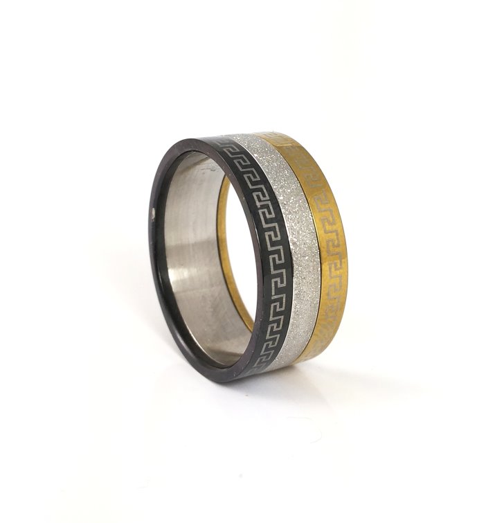Tri-Tone Greek Symbol Rotating Band Ring For Men at Best Prices ...