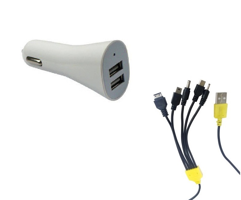 Buy De-Techinn Combo of Dual 2 Port USB Car Charger With 5 in 1 Multi ...