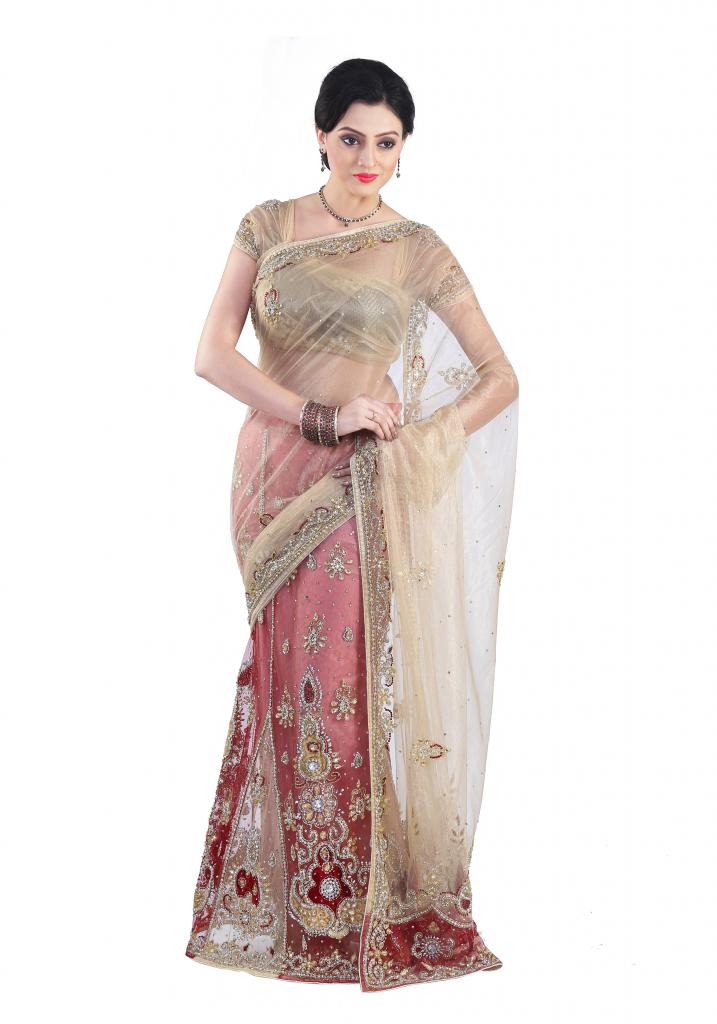 Online Triveni Dashing Stone Worked Wedding Wear Net Lehenga Saree ...