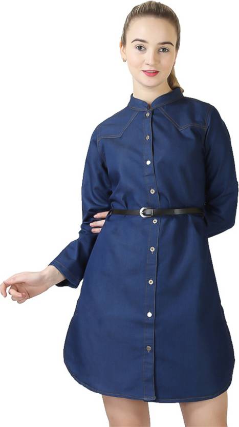 Buy Dark Denim Tunic With Belt For Women/ Girls Online @ ₹540 from ...