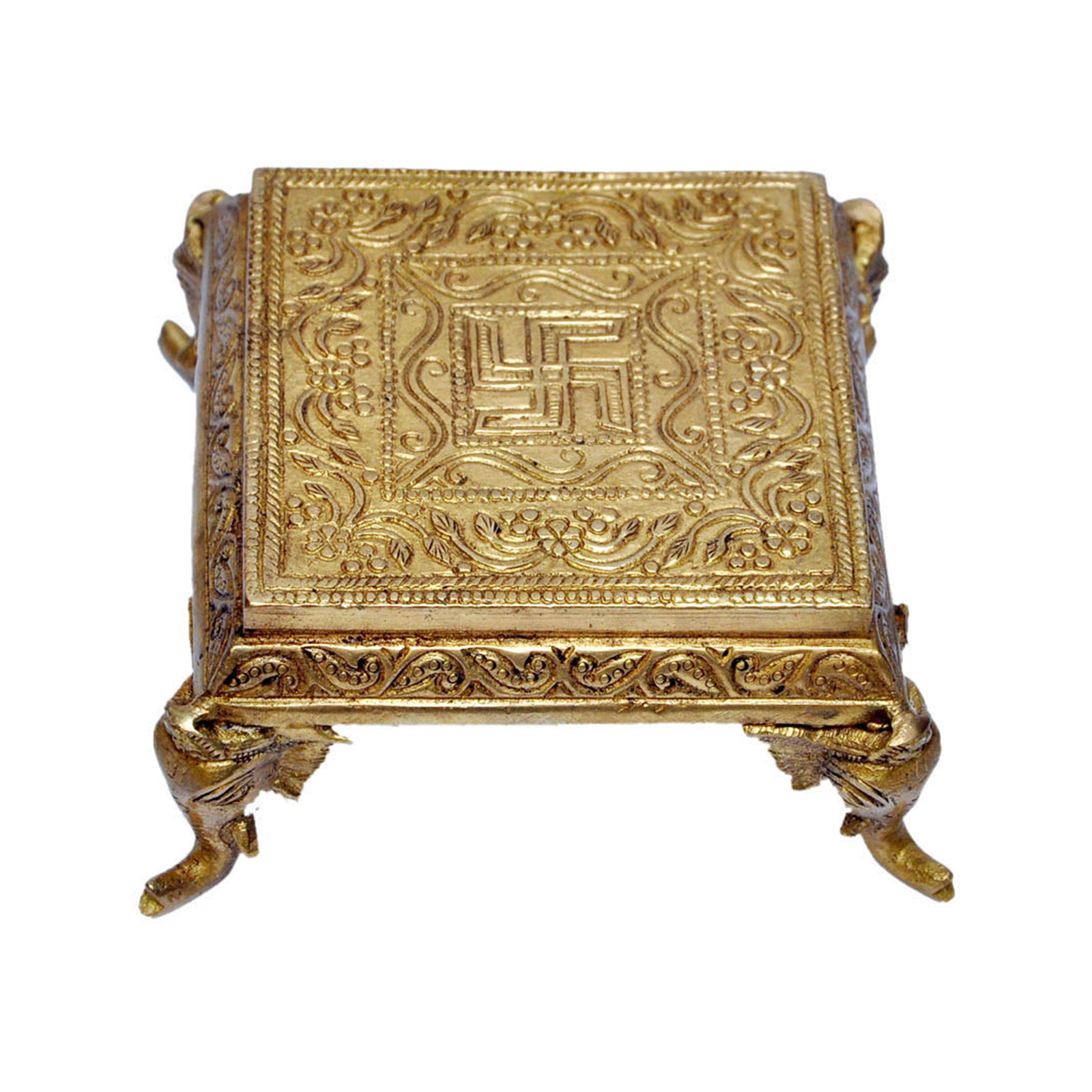 Buy Brass Indian Hindu Pooja Square Chowki Swastik Yantra Pattern ...