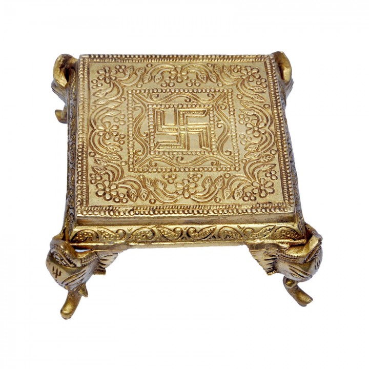 Buy Brass Indian Hindu Pooja Square Chowki Swastik Yantra Pattern ...