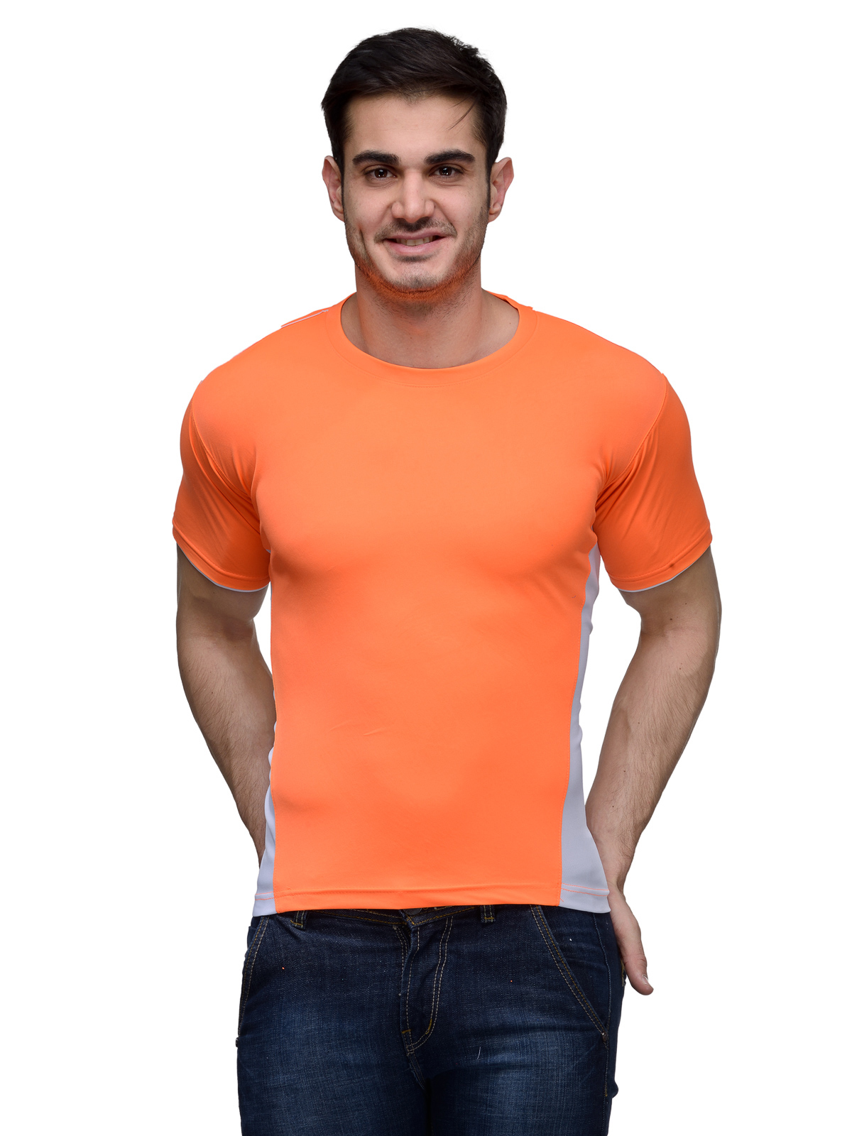 Buy Scott Men'S Round Neck Dryfit T-Shirt - Orange - SDFN-OR-WH-L ...