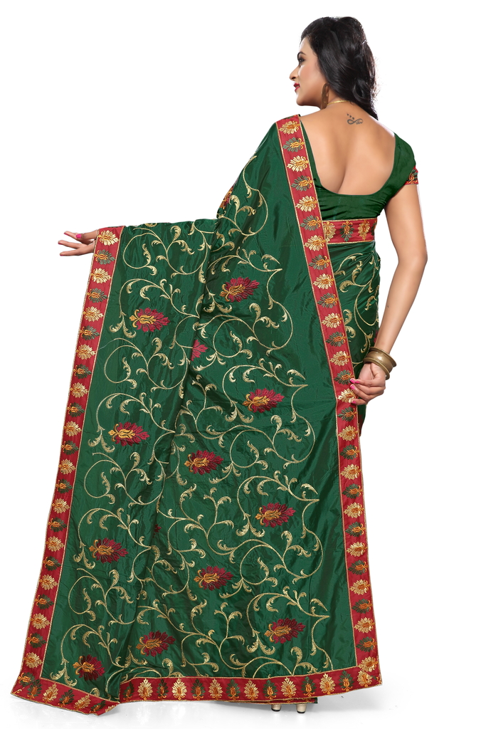 Buy S. Kiran'S Women'S Dark Green Art Silk Mekhela Chador - Mekhla ...
