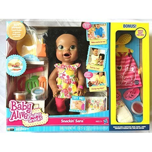 Buy Baby Alive- Super Snacks- Snackin Sara with Bonus Pack- African American Online @ ₹7770 from ...