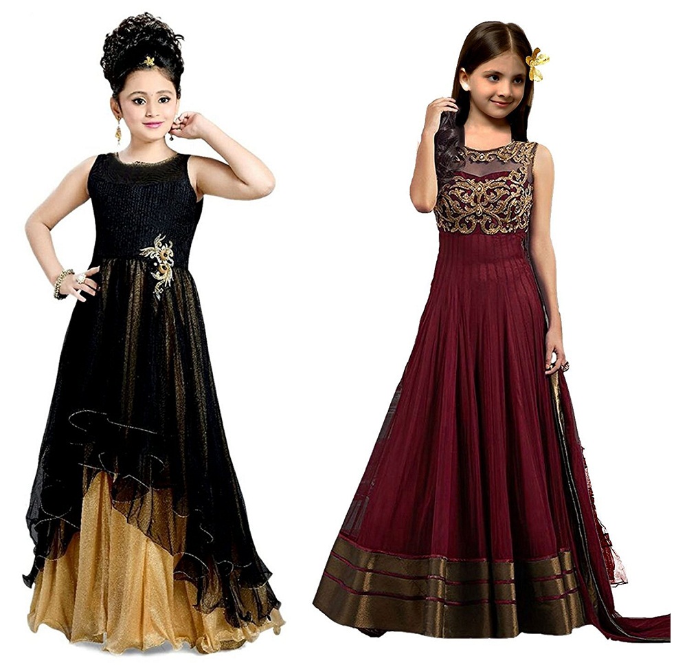 Buy Maxthon Fashion New Designer Kids Girl's Wear Maroon Black Soft Net ...