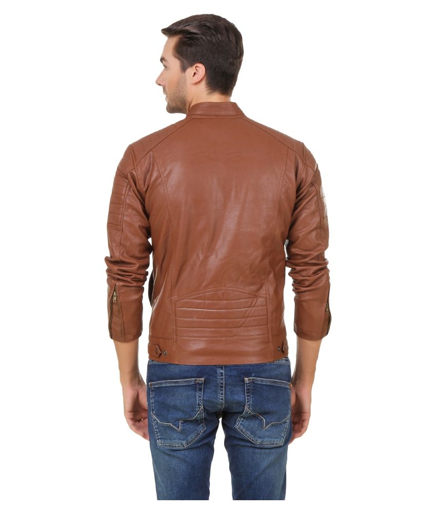 Buy Leather Retail Brown color Designer Faux Leather Jacket Online ...