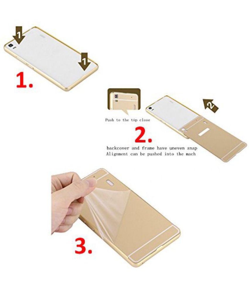 Buy Oppo A57 (Golden) Acrylic Mirror Back Cover with Selfie Stick OTG ...