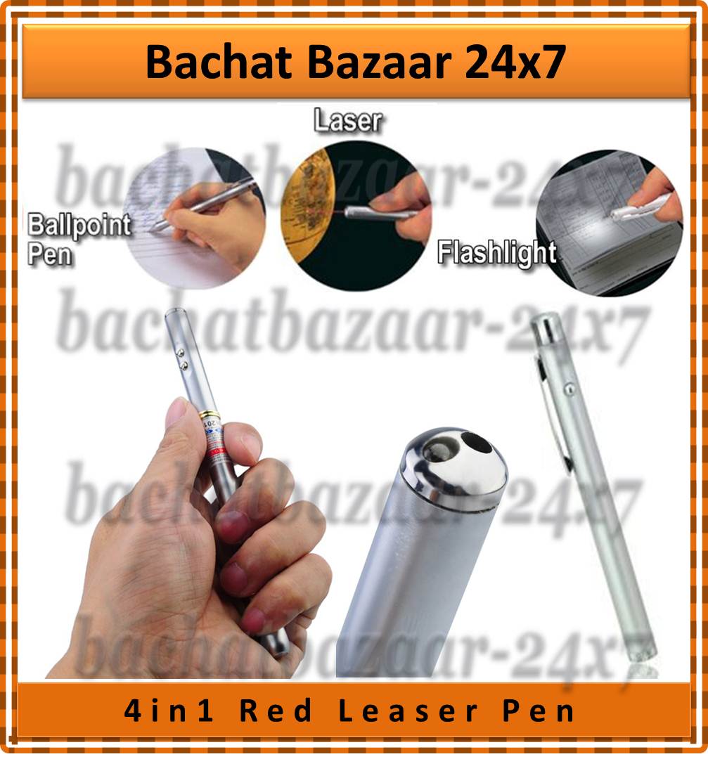 Latest 4 in1 Red Light Laser Beam Pen Pointer with Ferule & Led Torch