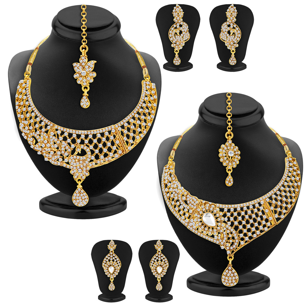 Buy Sukkhi Excellent Gold Plated Ad Set Of 2 Necklace Set Combo For