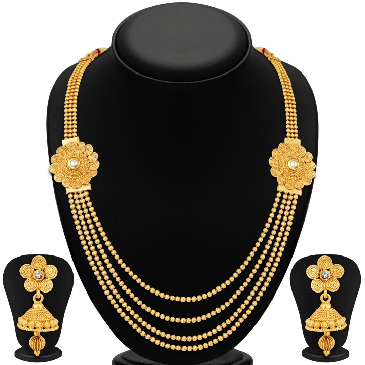 Buy Sukkhi Marvellous Jalebi 4 String Gold Plated Necklace Set For ...