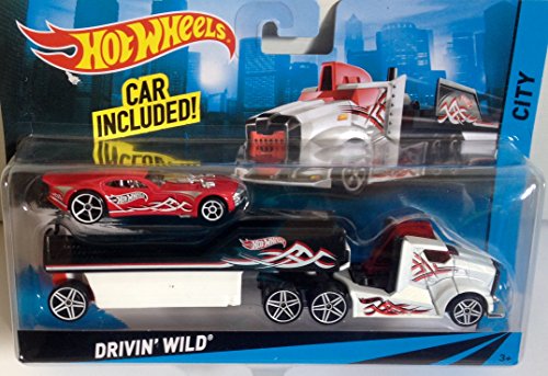 Buy Hot Wheels Drivin' Wild City Red Car with Rig and Detachable Cab ...