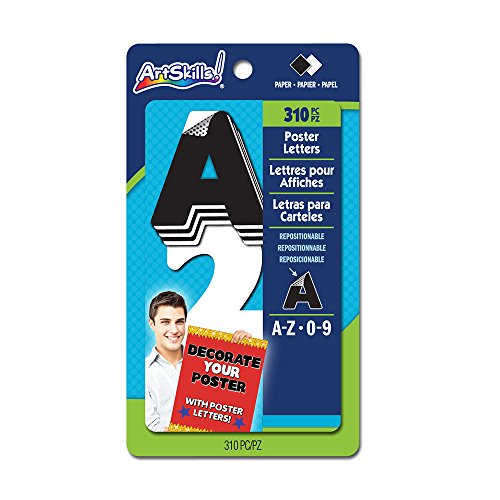 Buy ArtSkills Poster Letters and Numbers, A-Z and 0-9, Assorted, Black and White, 310-Count (PA ...